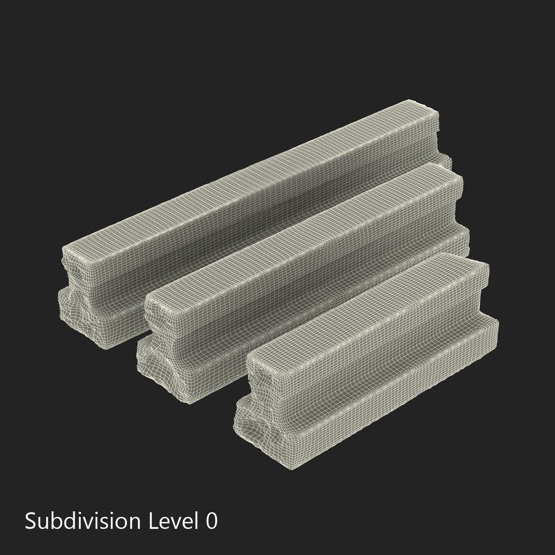 3d Model Concrete T-beam Chunks Set