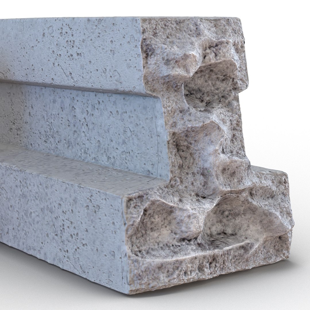 3d Model Concrete T-beam Chunks Set