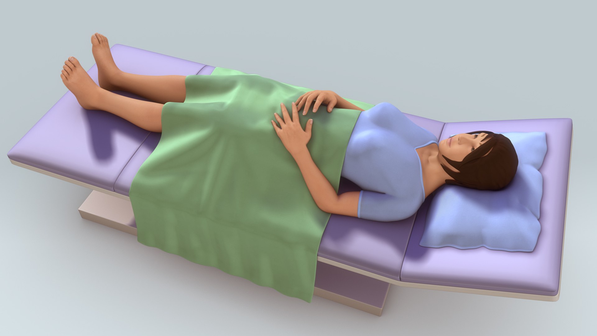 3d model patient laying bed