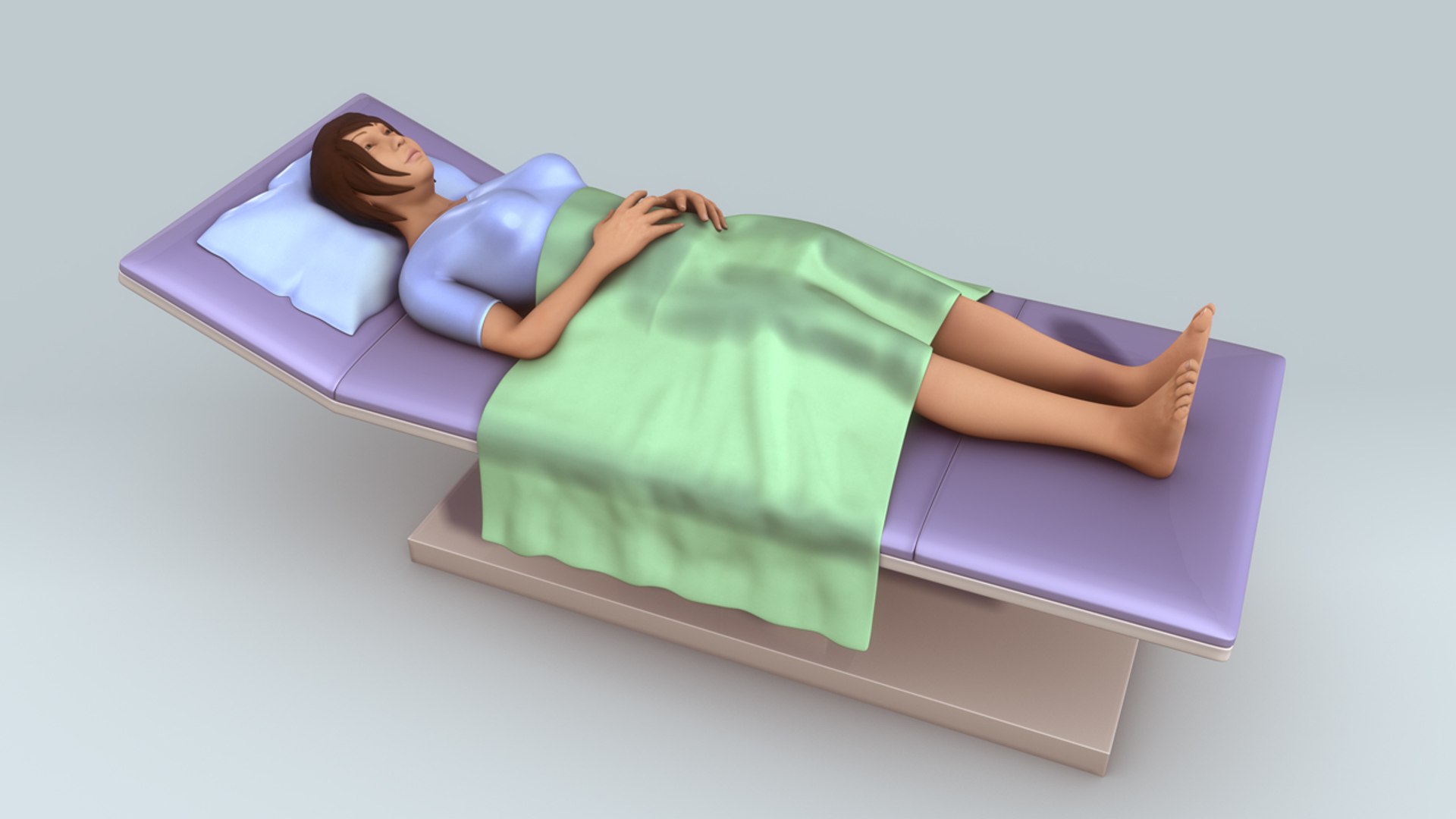 3d model patient laying bed