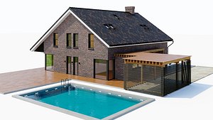 Modern residential house swimming pool model - TurboSquid 1345259
