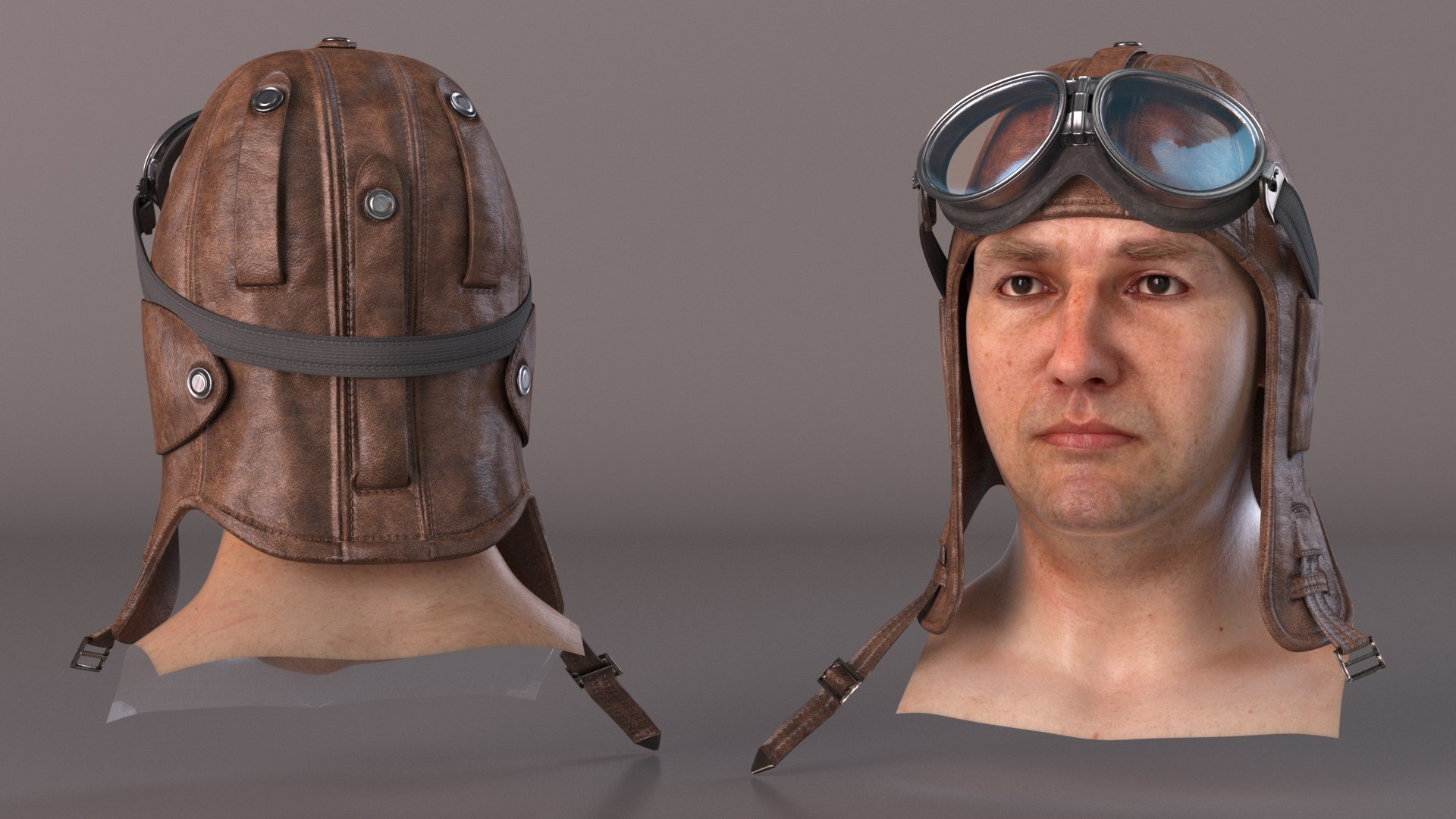 Pilot Head With Helmet And Goggles 3D Model - TurboSquid 2237722