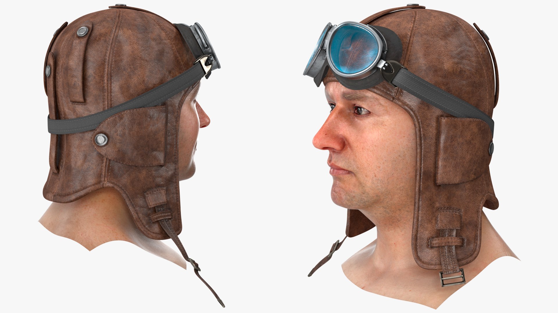 Pilot Head With Helmet And Goggles 3D Model - TurboSquid 2237722