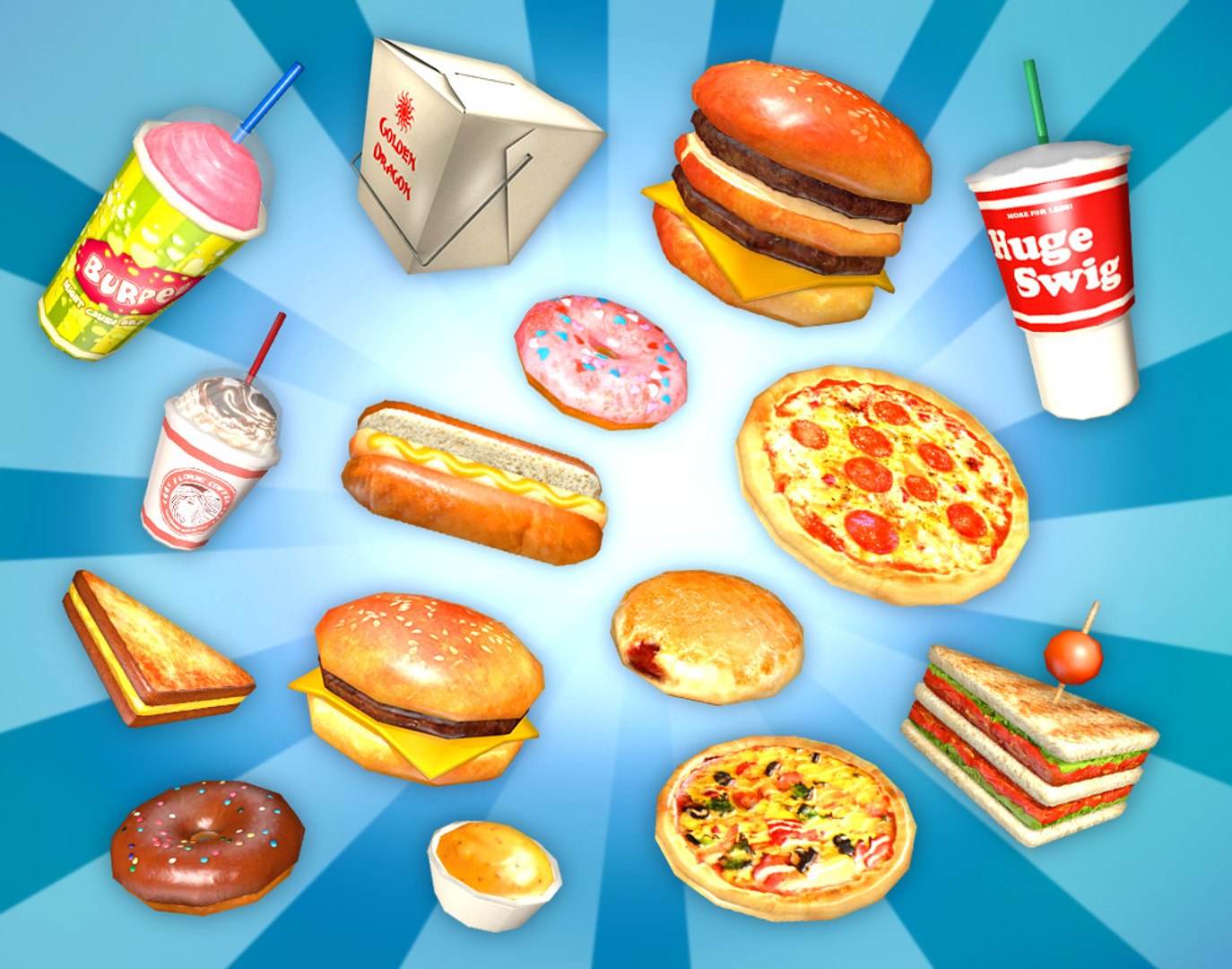 3d Model Fast Food Pack