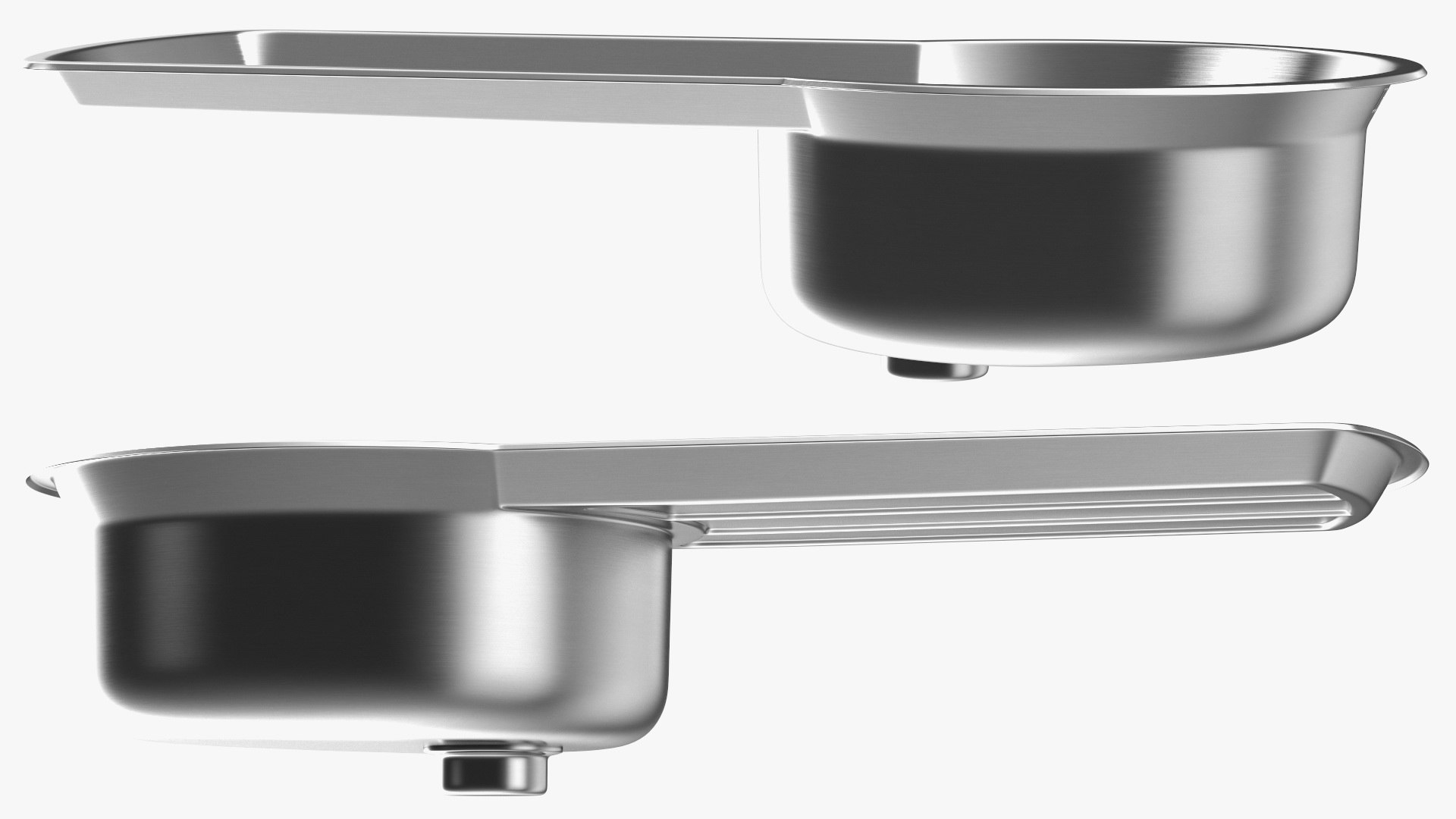 Stainless Steel Kitchen Sink With Recessed Drainer 3D Model ...