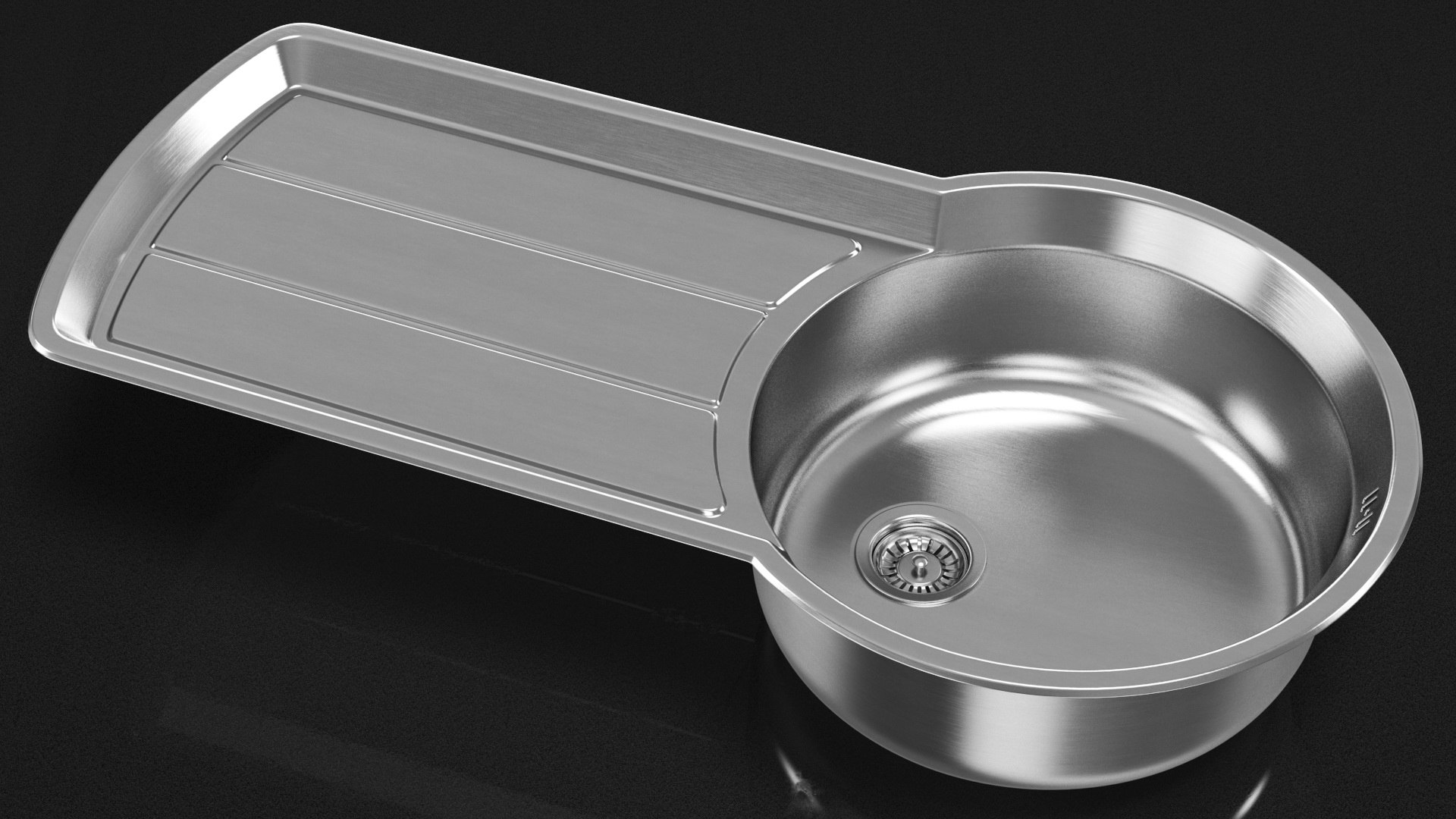 Stainless Steel Kitchen Sink With Recessed Drainer 3D Model ...