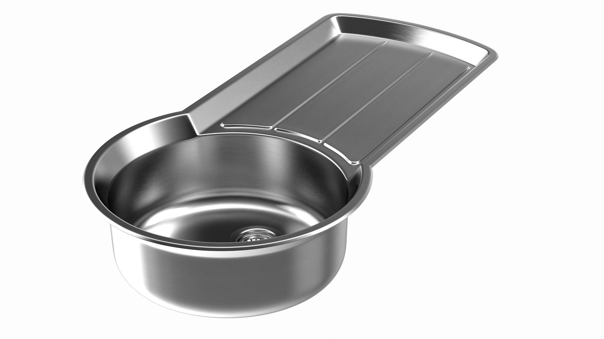 Stainless Steel Kitchen Sink With Recessed Drainer 3D Model ...