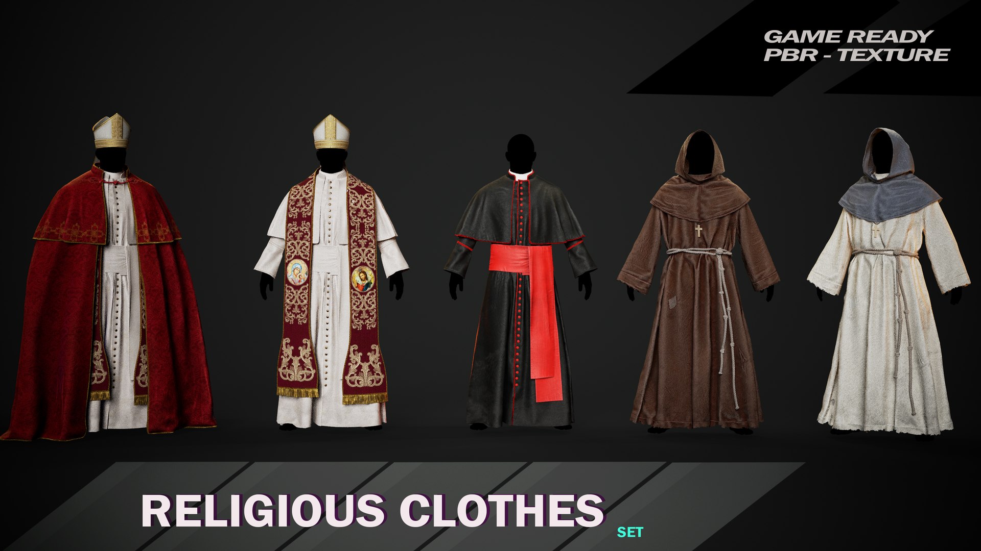 RELIGIOUS Outfits Clothes For 3D Character 3D Model - TurboSquid 2401097