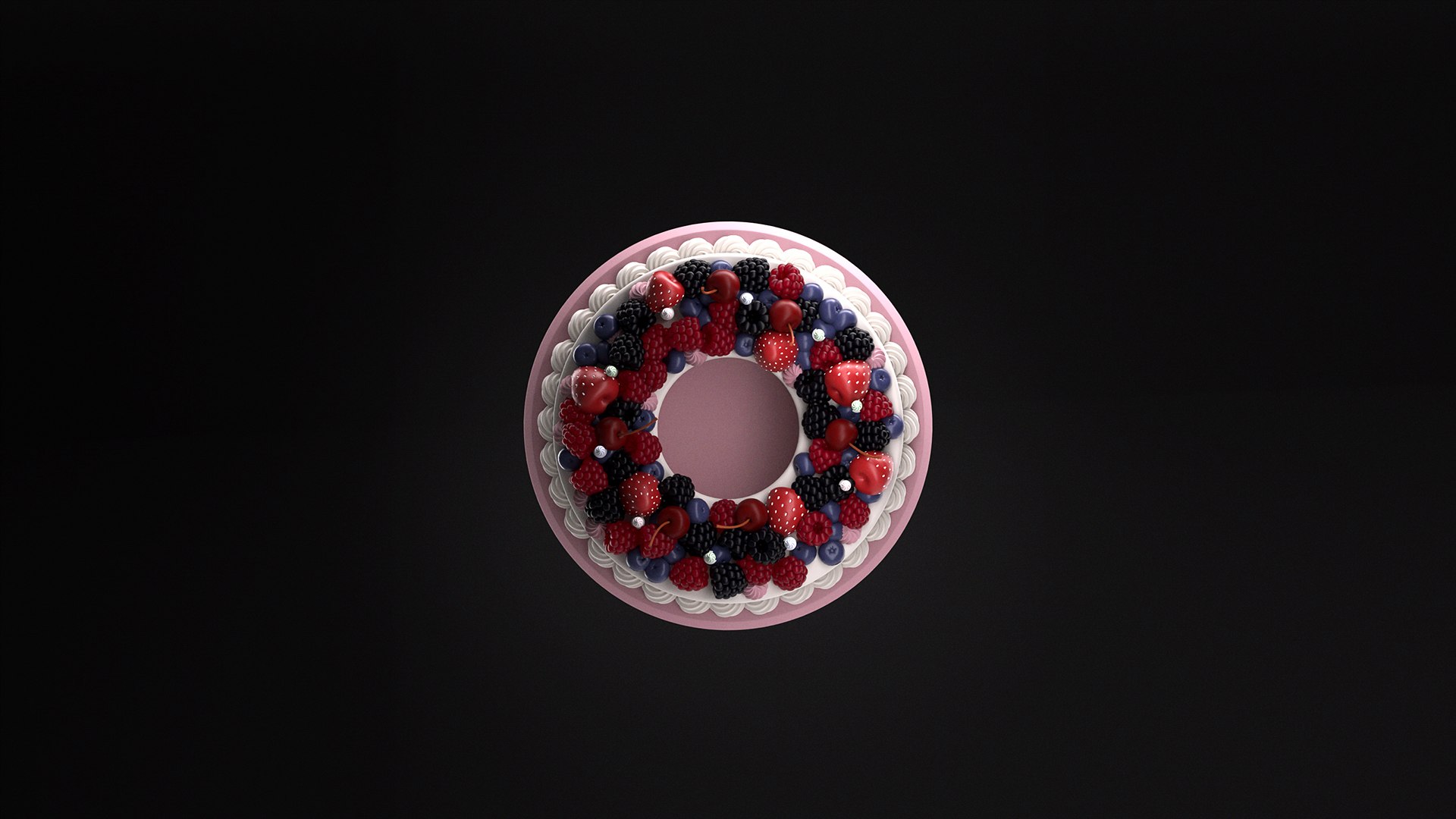 3D Berry Donut Cake with Candles model - TurboSquid 2125355