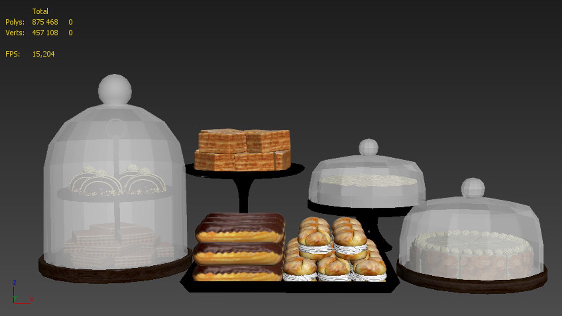 Dessert Chocolate Cake And Vanilla Cake Model - TurboSquid 1900651