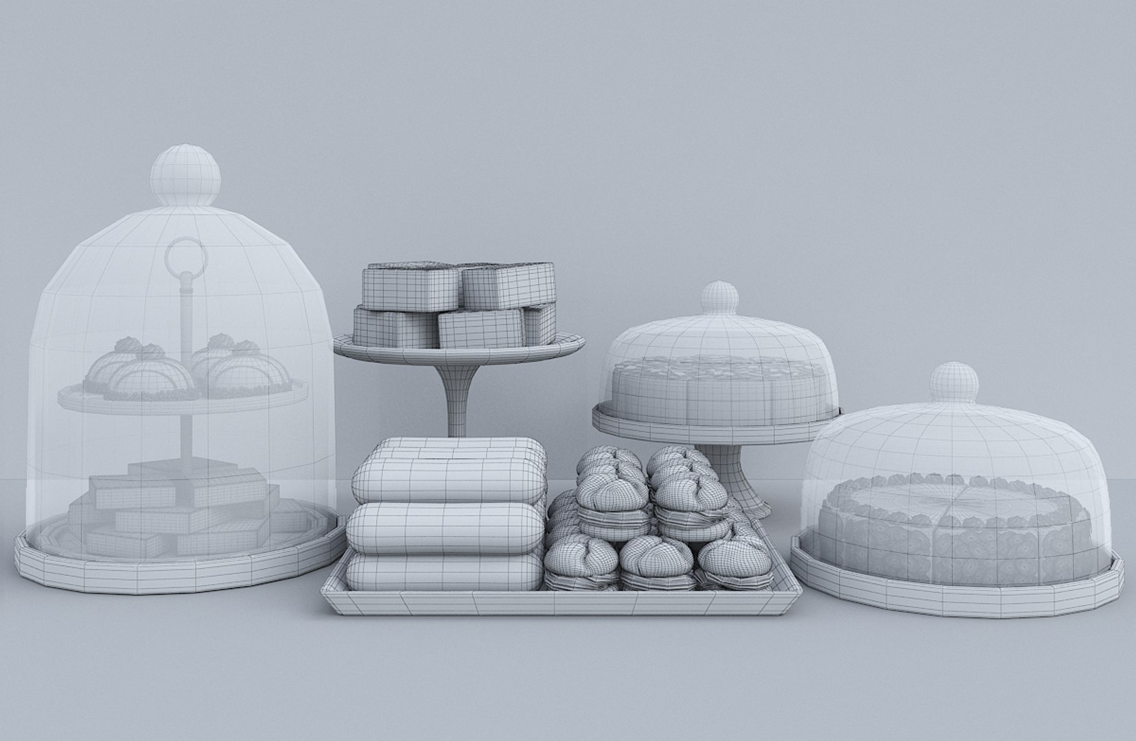 Dessert Chocolate Cake And Vanilla Cake Model - TurboSquid 1900651