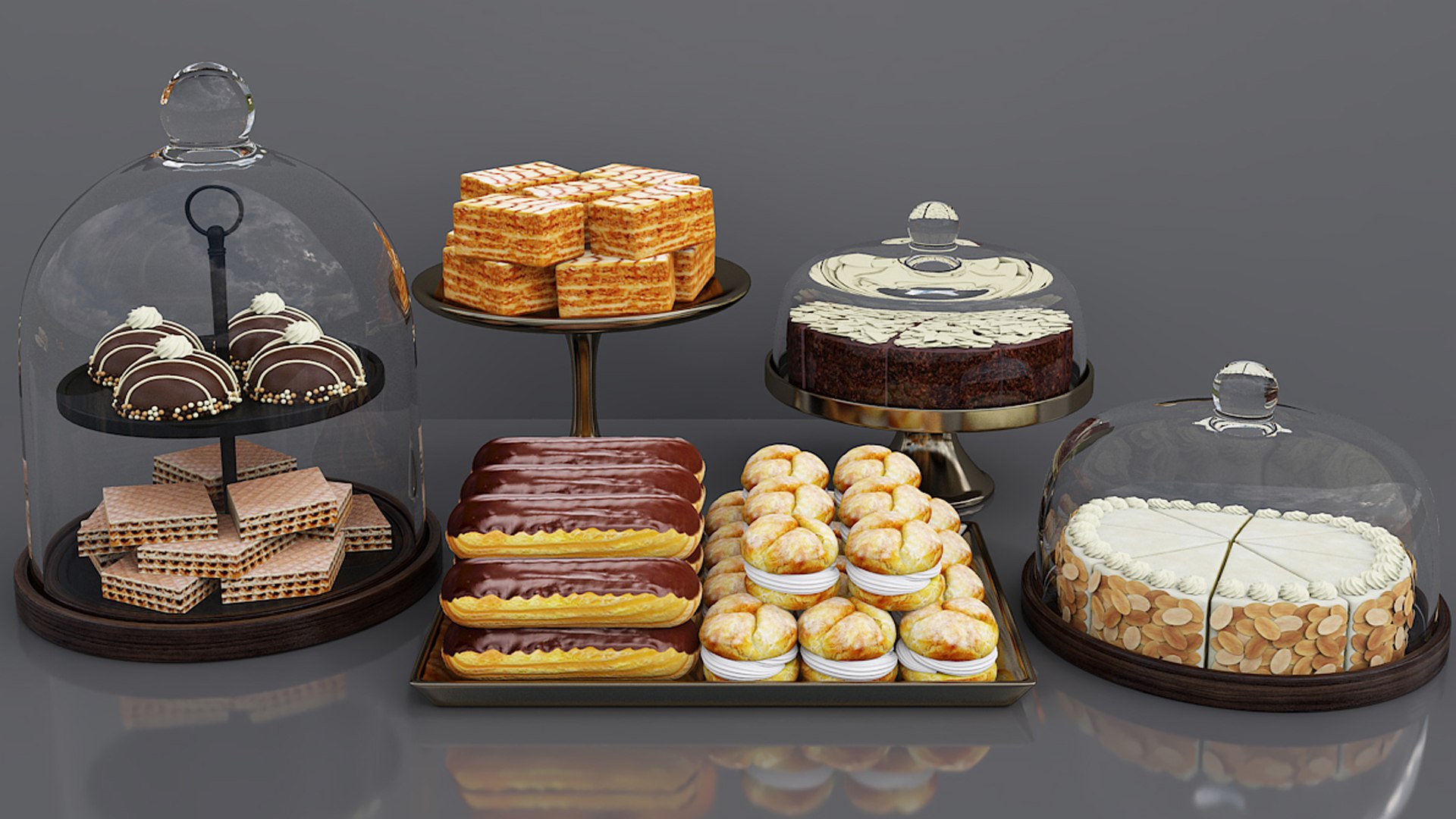 Dessert Chocolate Cake And Vanilla Cake Model - TurboSquid 1900651