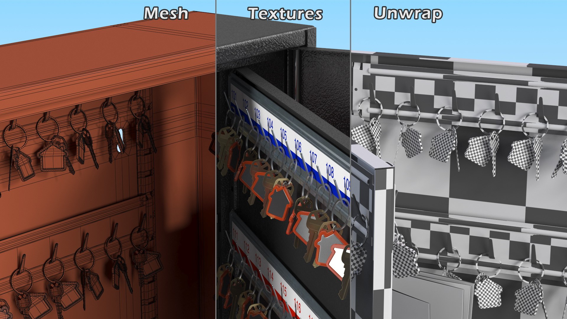 Key Cabinet Lock Box With Keys 3D Model - TurboSquid 1821630