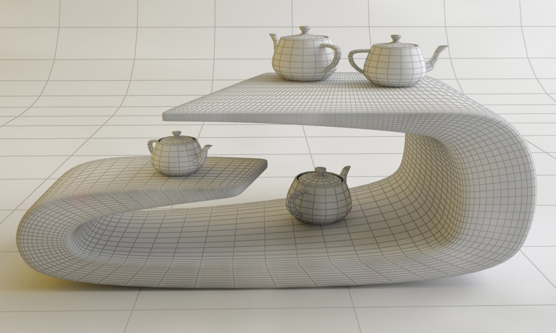 modern wood table 3d model