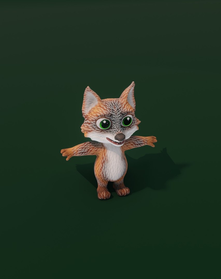 Cartoon Grey Fox Animated 3D Model 3D model - TurboSquid 1849400