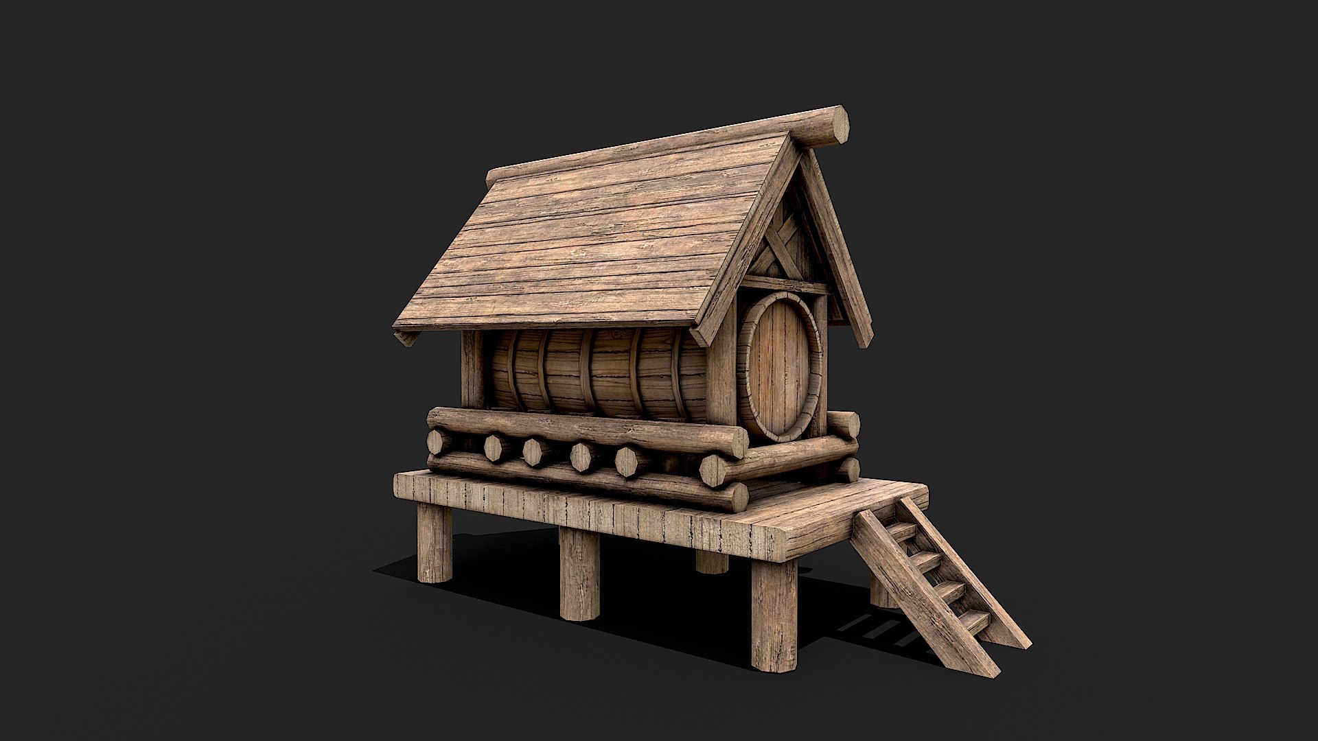 3D Medieval Wooden Water Tank - TurboSquid 2360305