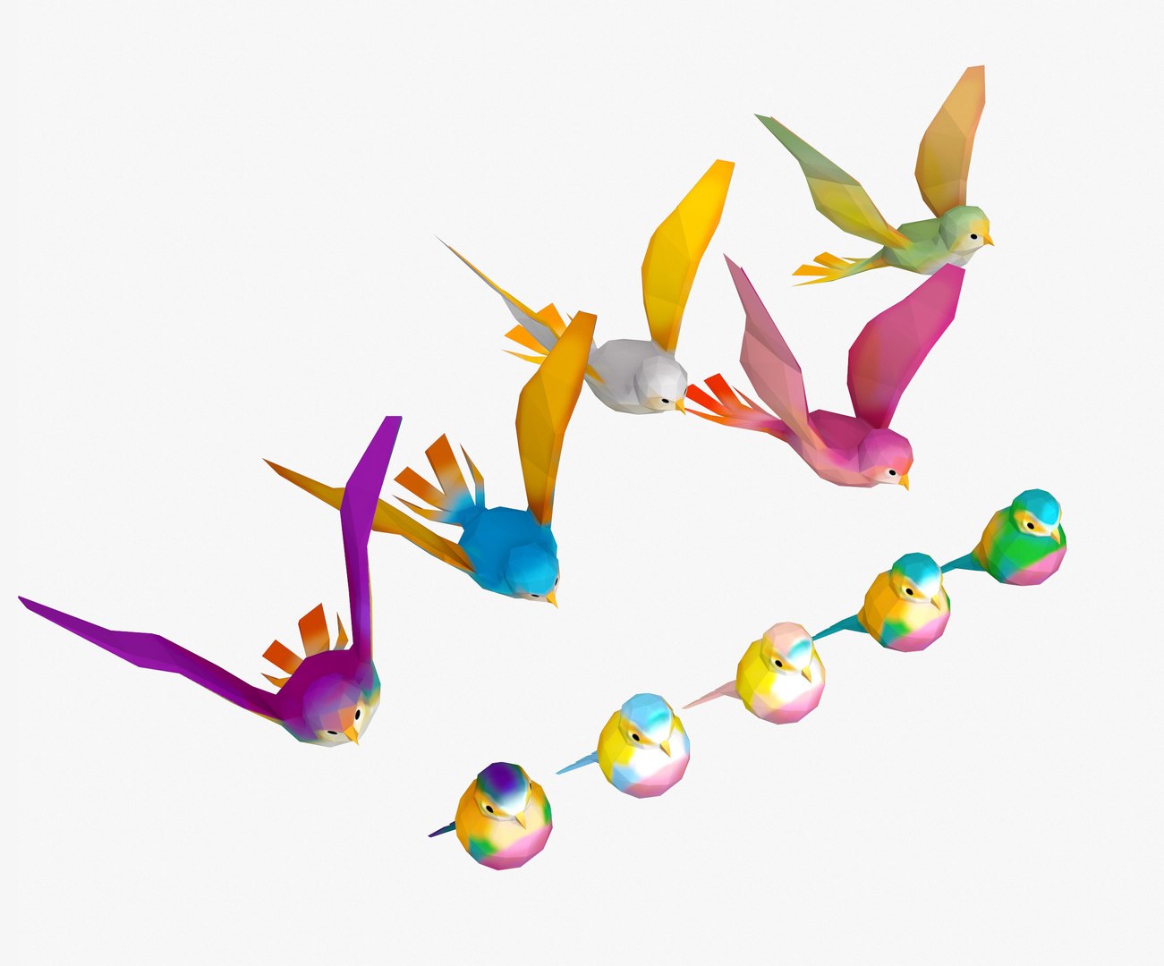 3D Cartoon Birds -LOW POLY - TurboSquid 1942437
