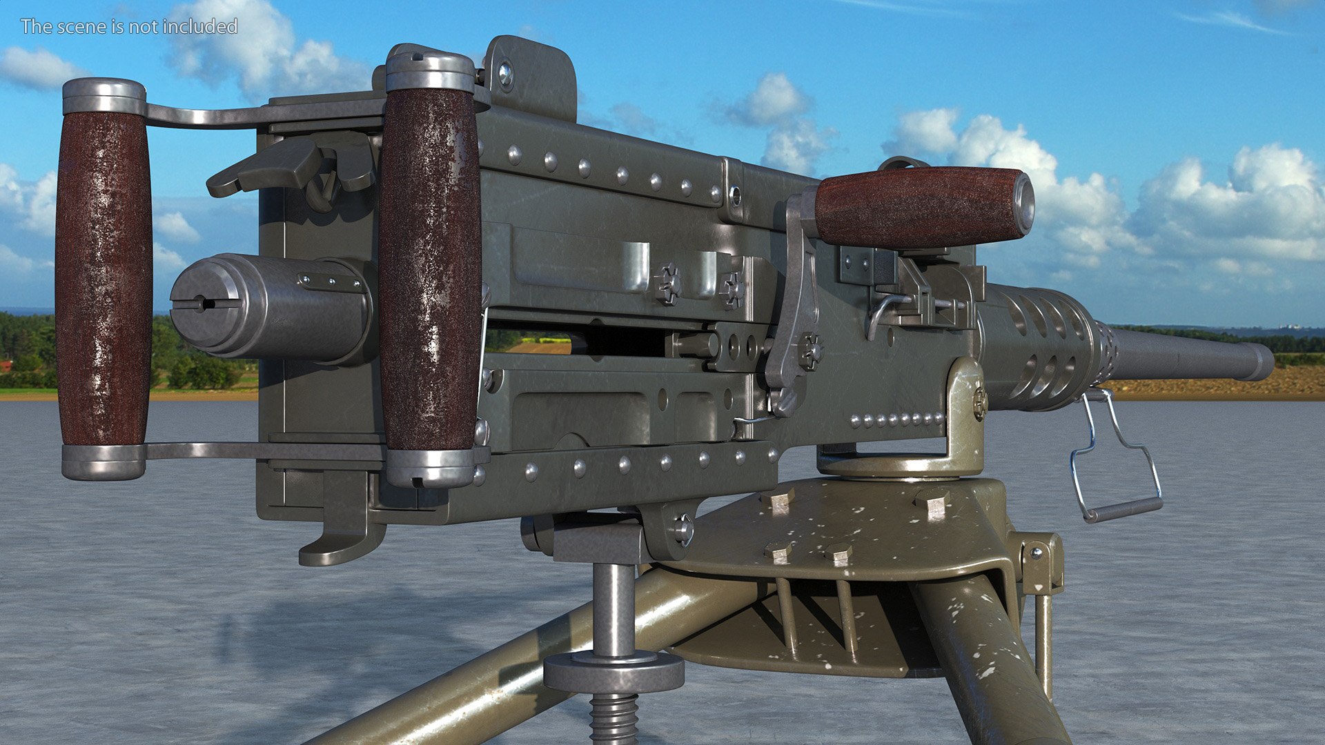 3D Machine Gun Browning M2 On Tripod With Ammunition Box Model ...
