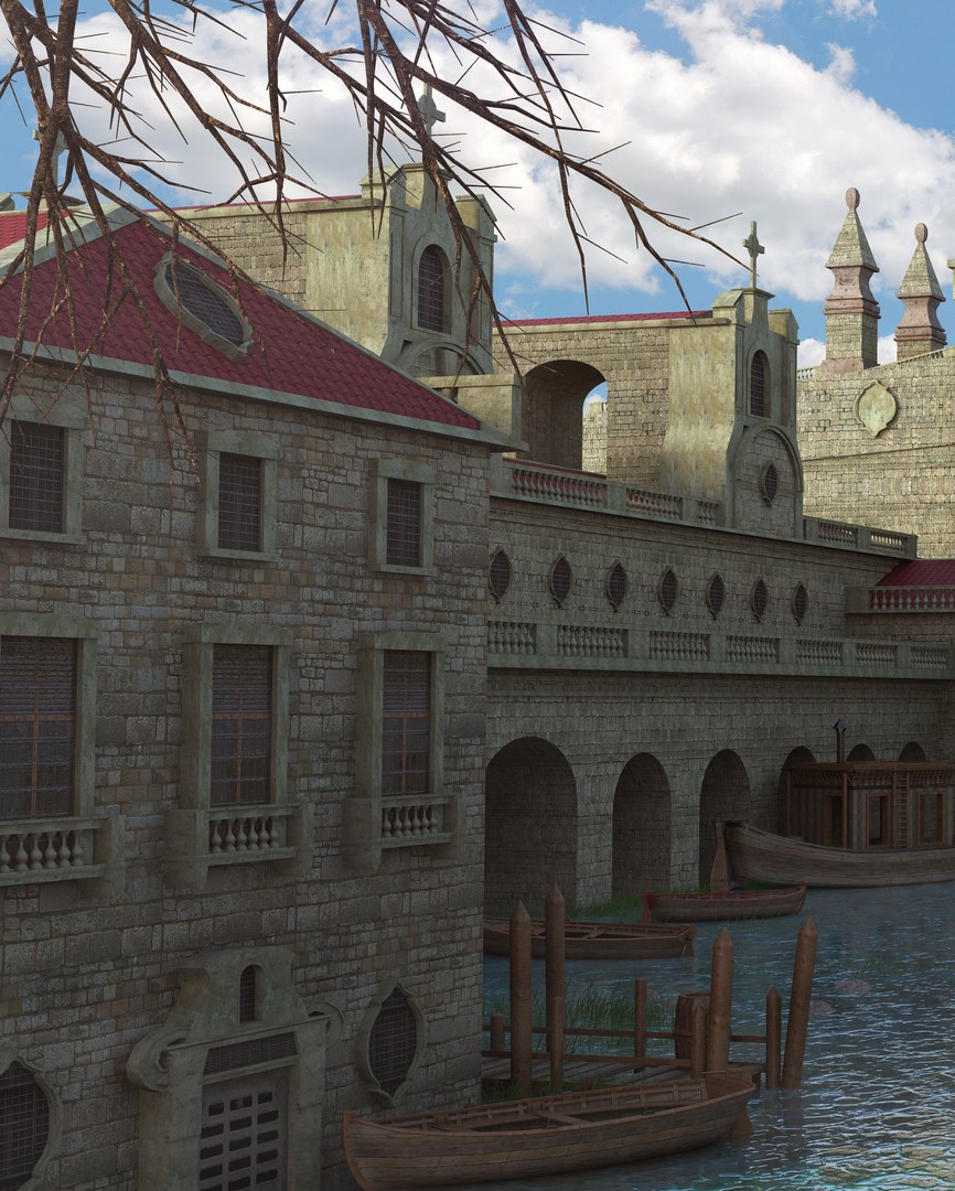 Fantasy Town Water 3D Model - TurboSquid 1343102