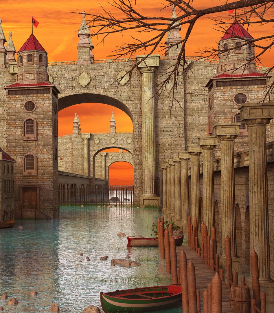 Fantasy Town Water 3D Model - TurboSquid 1343102