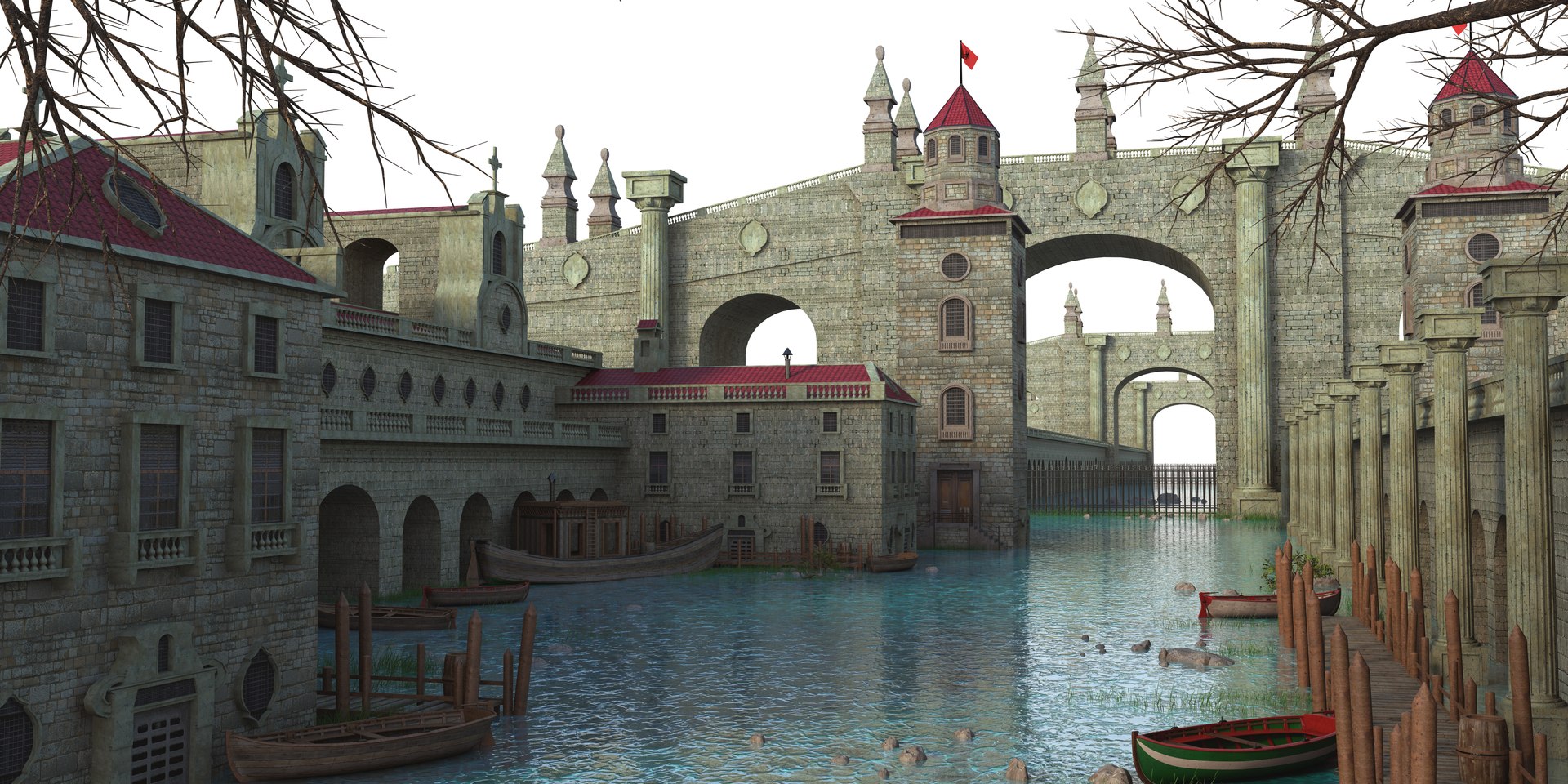 Fantasy Town Water 3D Model - TurboSquid 1343102