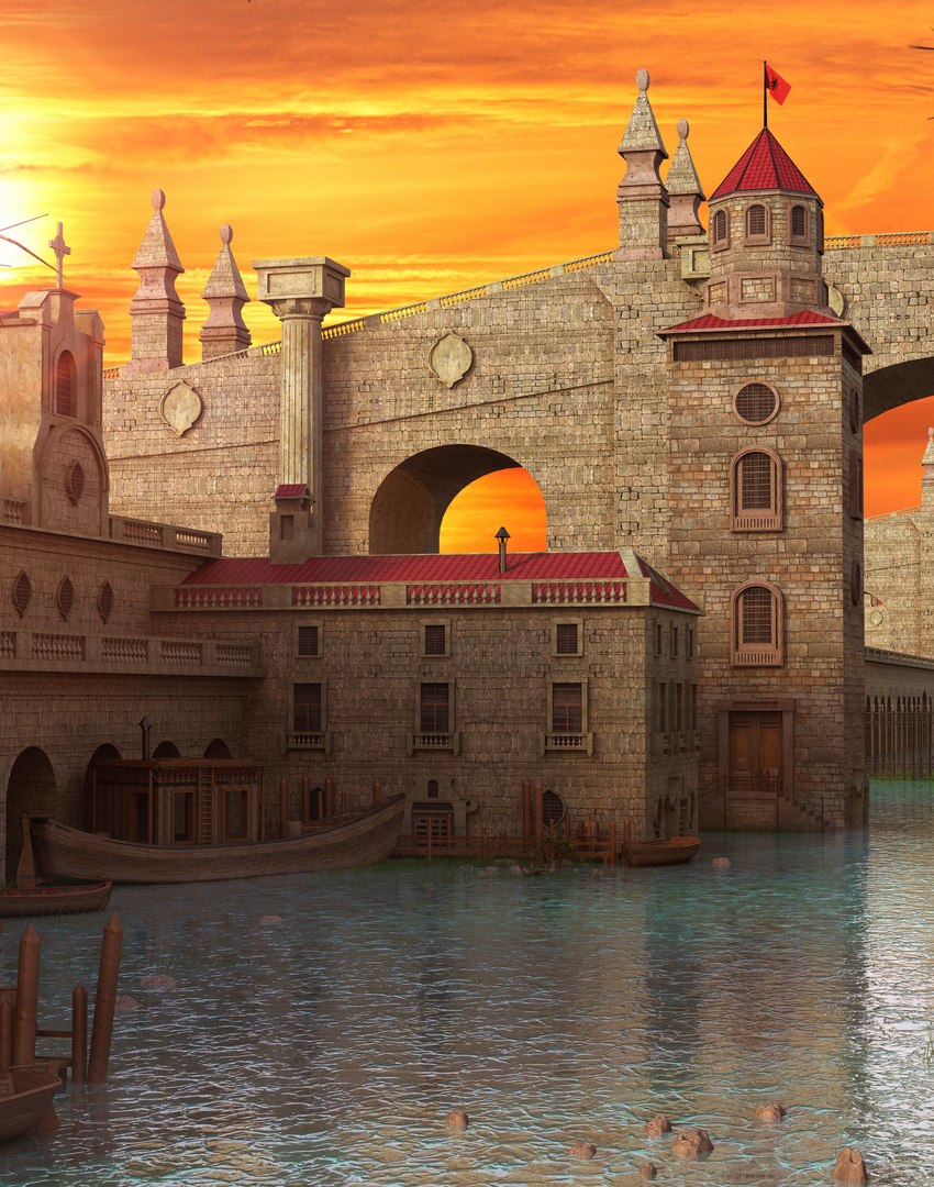 Fantasy Town Water 3D Model - TurboSquid 1343102