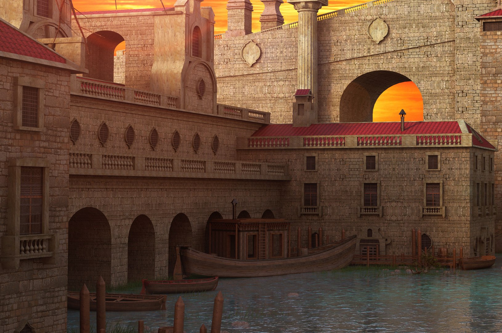 Fantasy Town Water 3D Model - TurboSquid 1343102