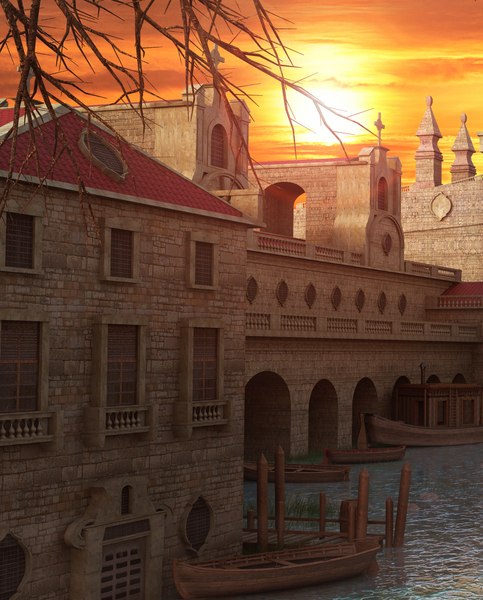 Fantasy town water 3D model - TurboSquid 1343102