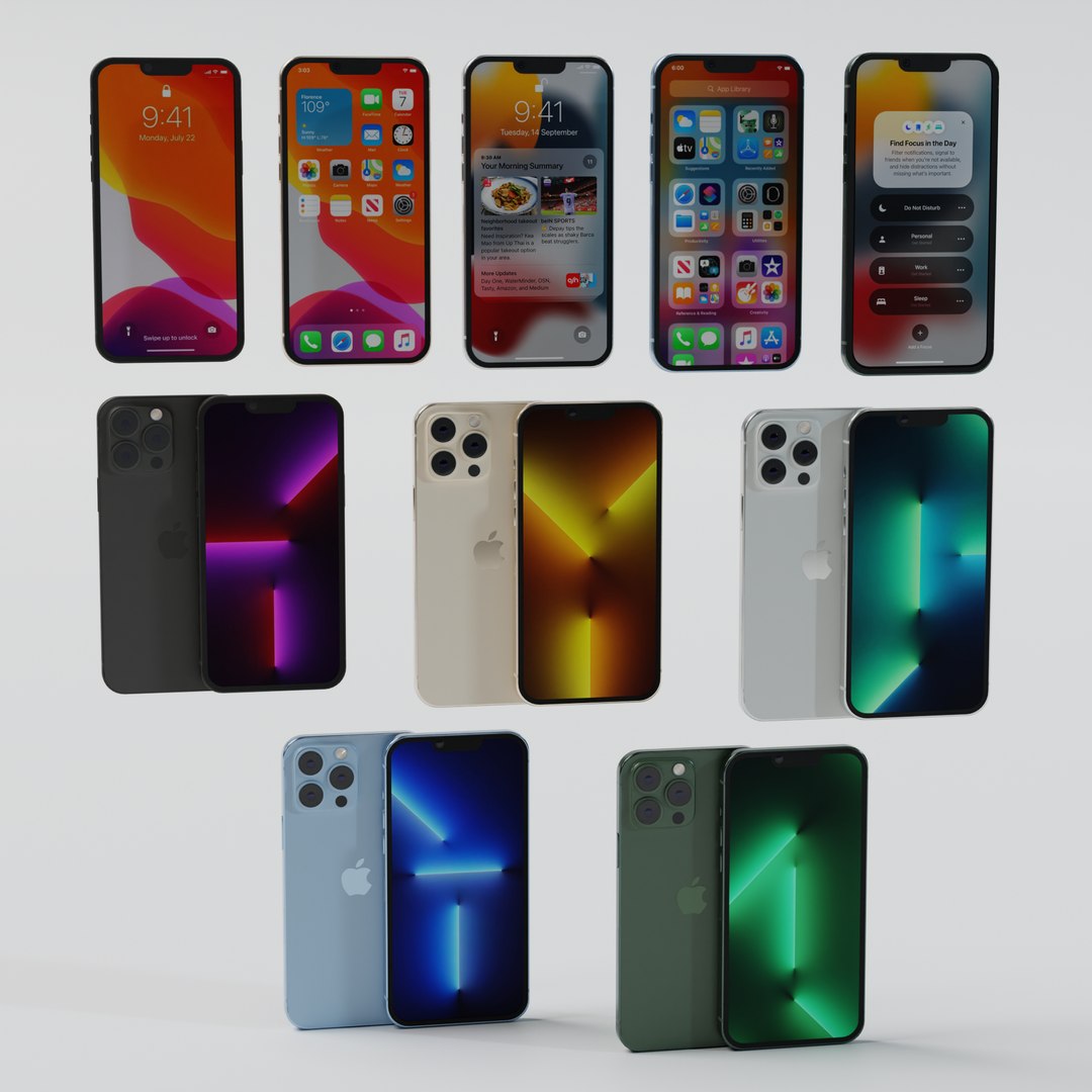 Iphone 13 Pro Mobile Phone High-quality All Colors 3D Model ...