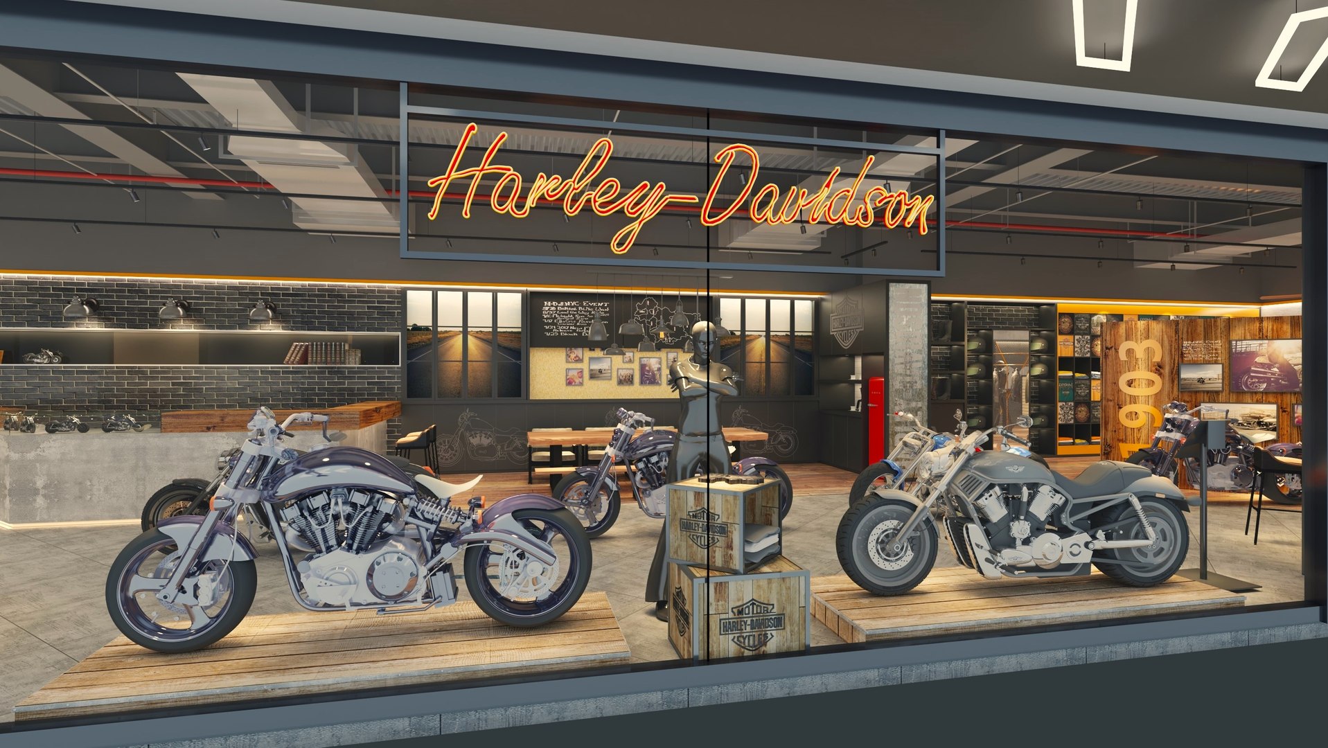 3D Model Motorcycle Sales Showroom - TurboSquid 2208694