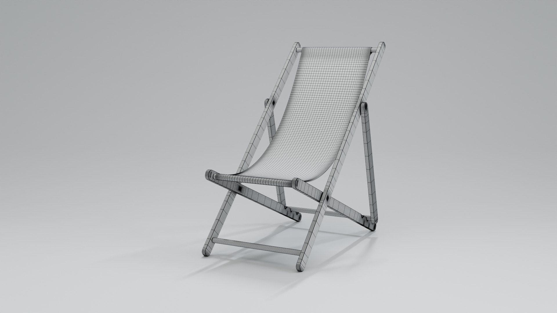 3D Wooden Folding Beach Chair 3D Model With Green And White Striped ...