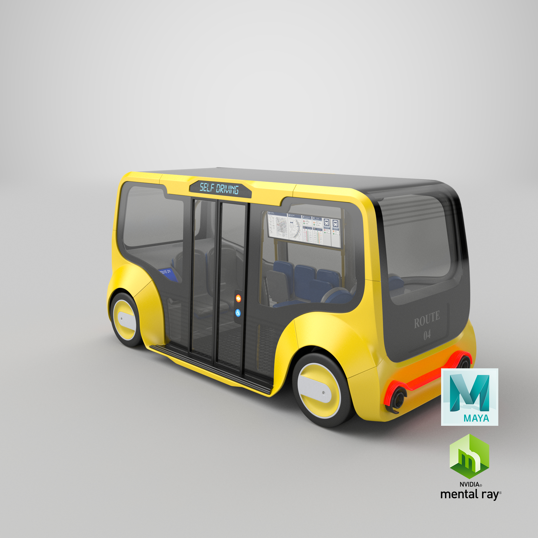 Yellow Mini Electric Bus 3D model - TurboSquid 1952088