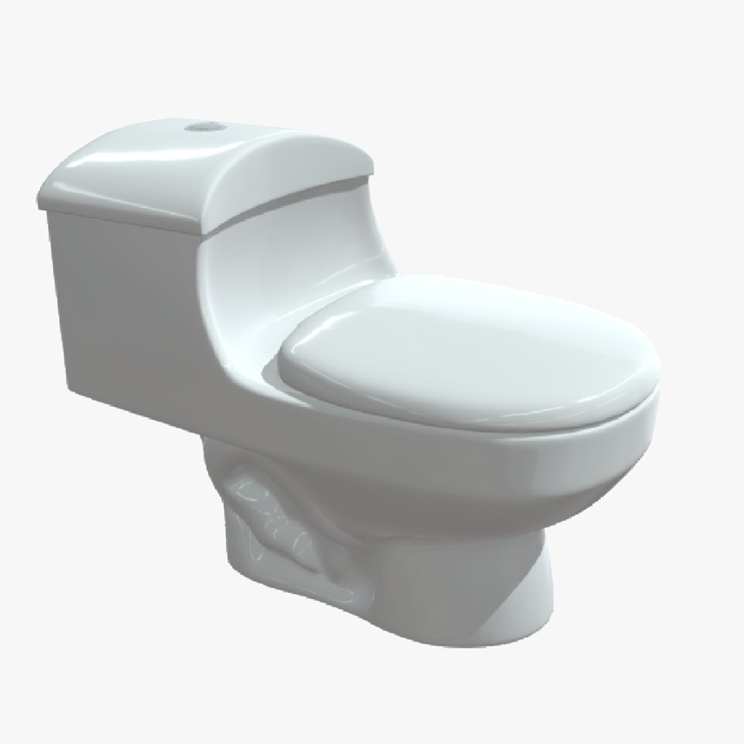 White Curved One Piece Toilet WC 3D model - TurboSquid 2086273