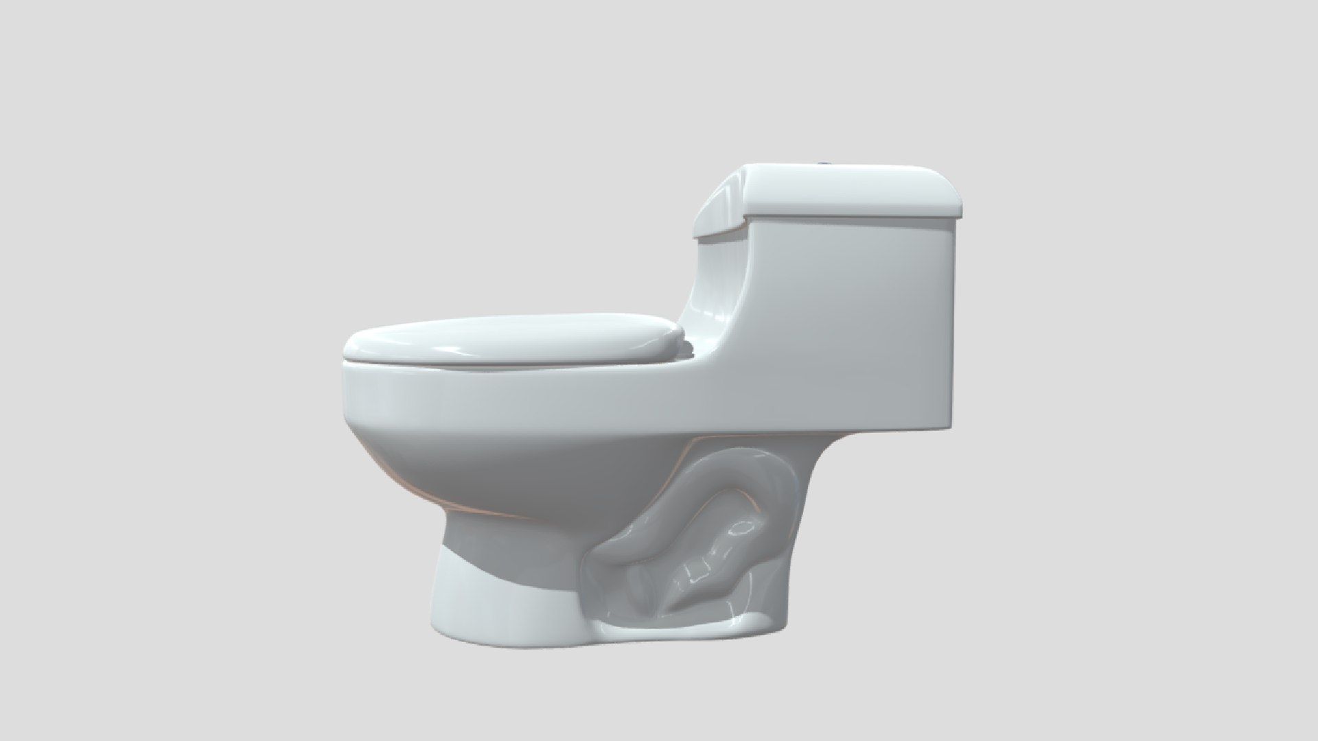 White Curved One Piece Toilet WC 3D Model - TurboSquid 2086273