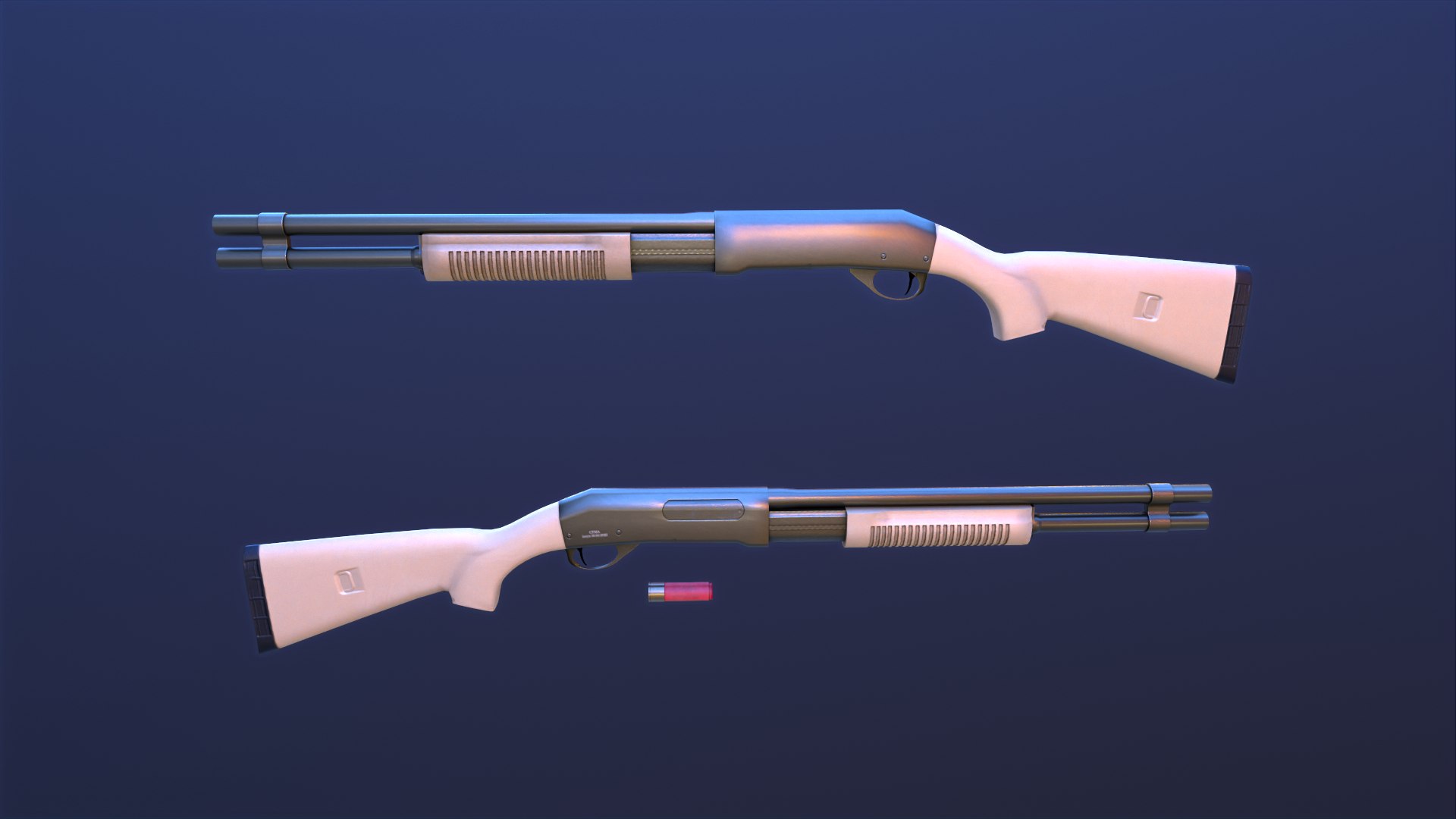 CM350 Shotgun Game Ready 5 Textures Low-poly 3D Model 3D Model ...