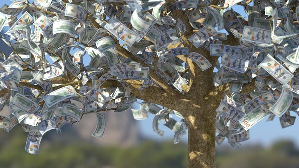 Money tree dollar bills 3D model - TurboSquid 1546237