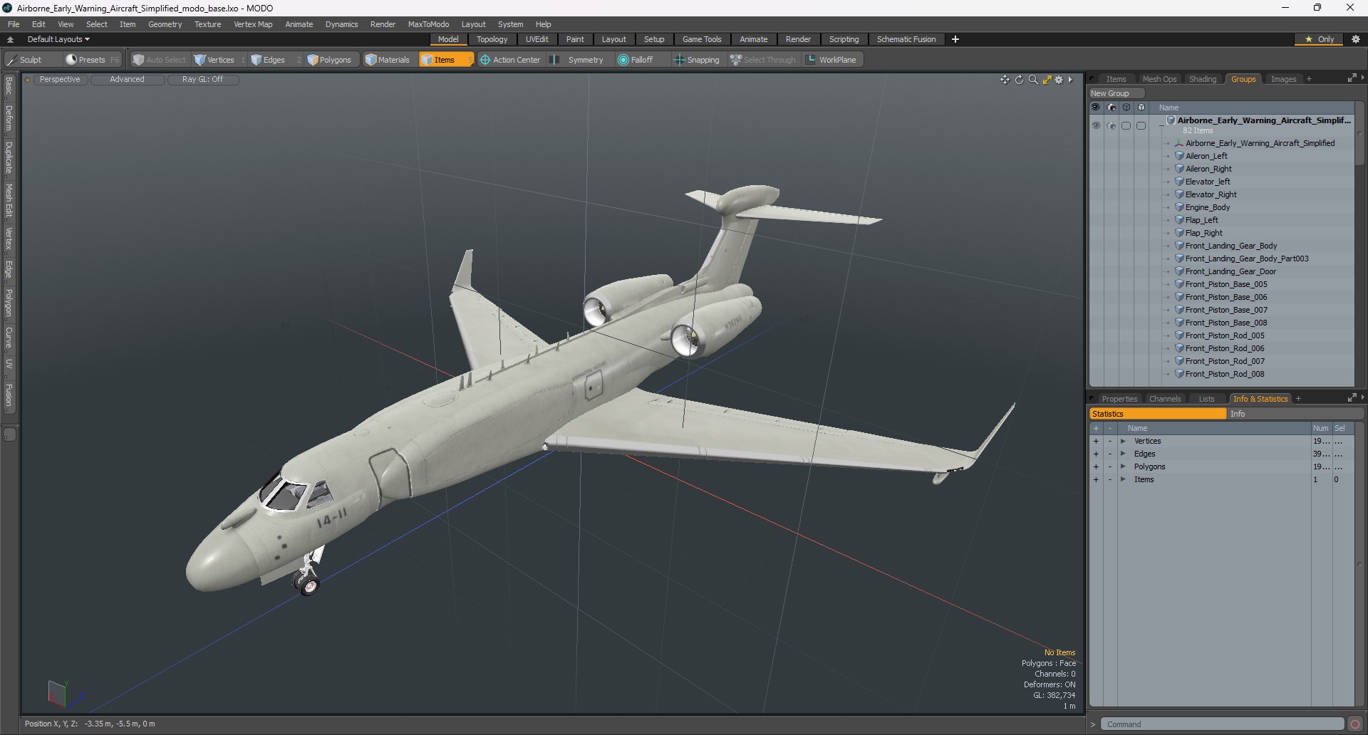3D Model Airborne Early Warning Aircraft Simplified - TurboSquid 2324008
