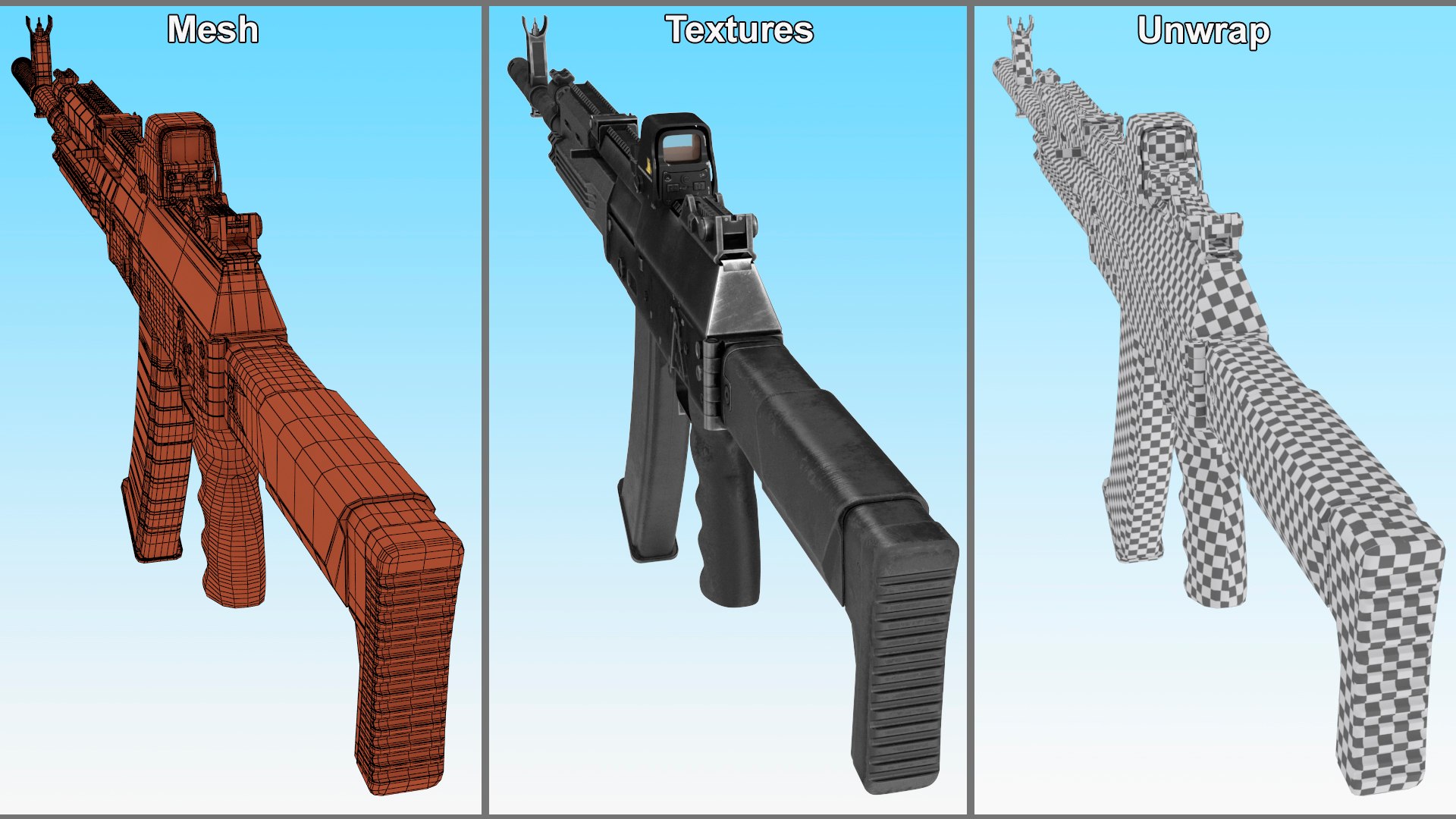 AK-12 2011 Assault Rifle With Holographic Sight Old 3D - TurboSquid 2130985
