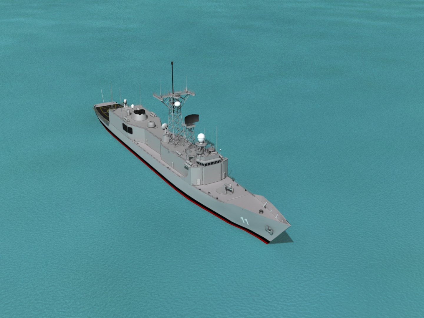 perry class frigate 3d model
