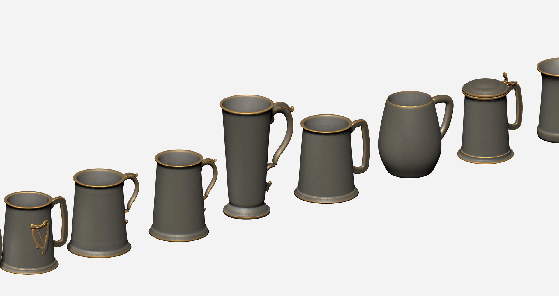 3D Medieval Metal Tankard Set - TurboSquid 2104609