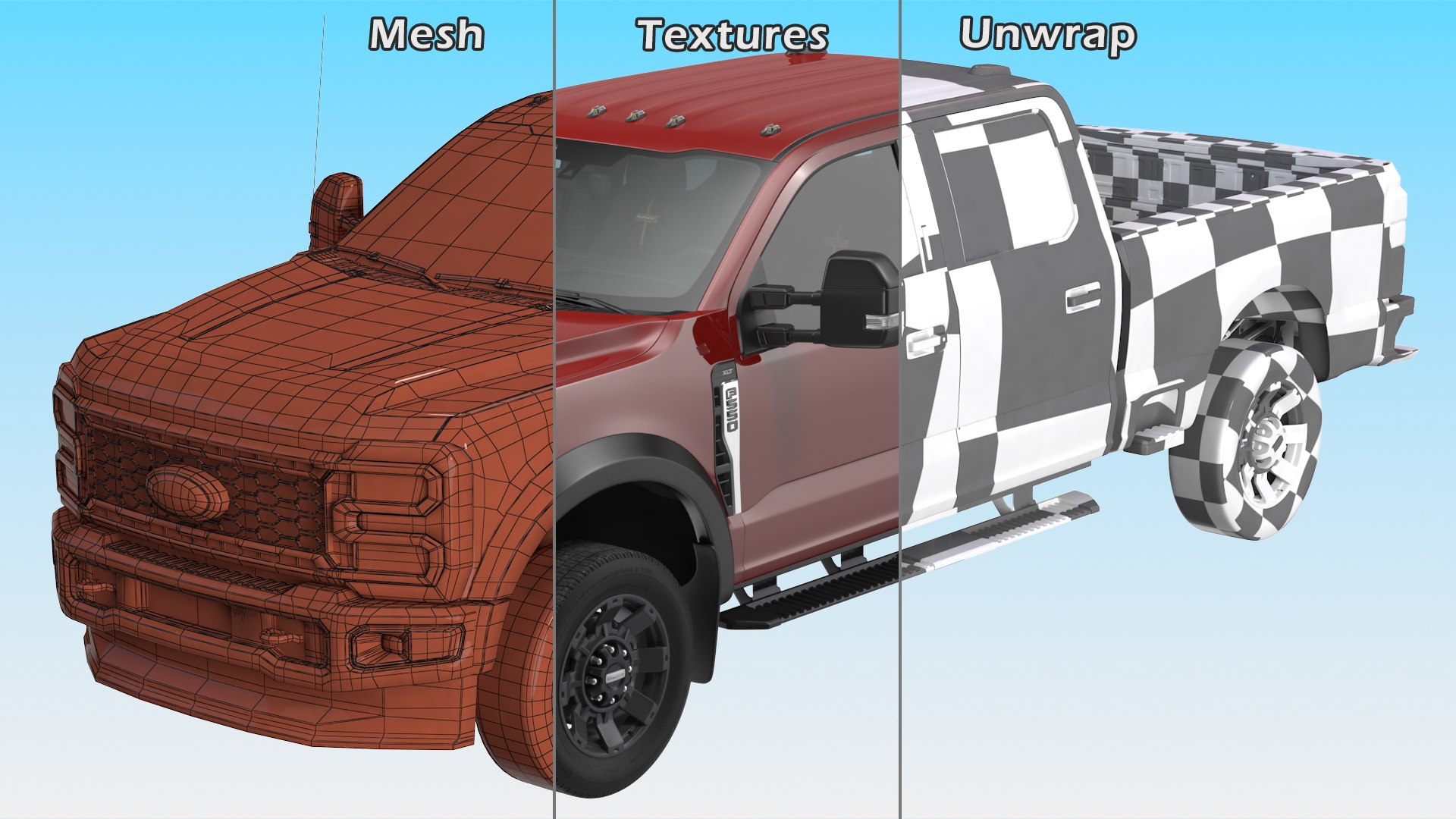 3D Ford Super Duty F550 Pickup Red Rigged - TurboSquid 2097573