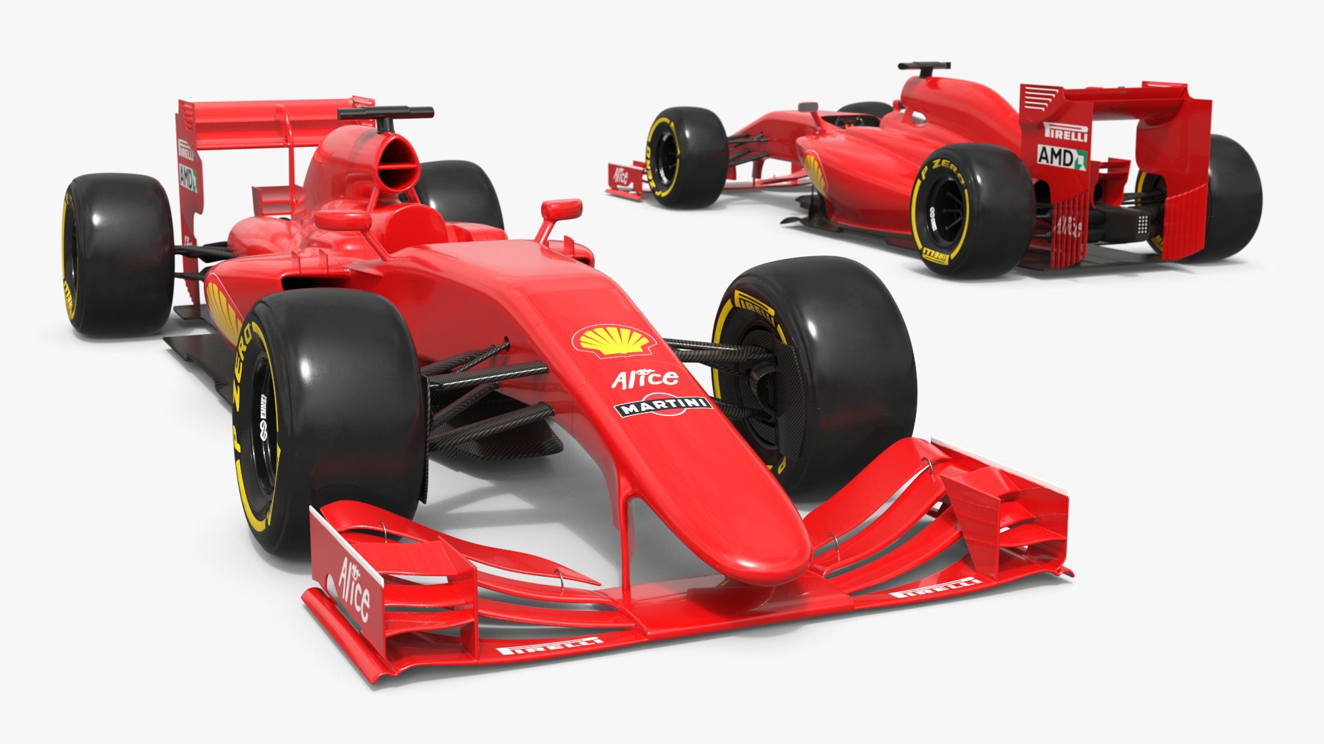 F1 Racing Chassis With Sponsor Logos Red Rigged 3D Model - TurboSquid ...