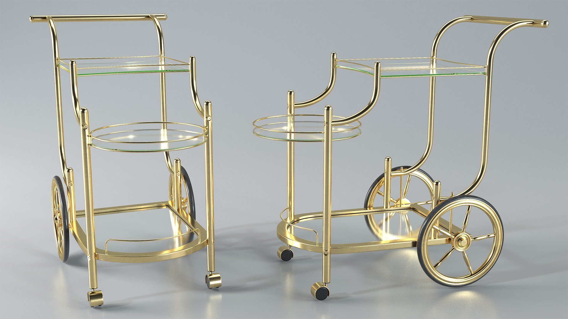 Luxury Golden Serving Trolley Model - TurboSquid 1511314