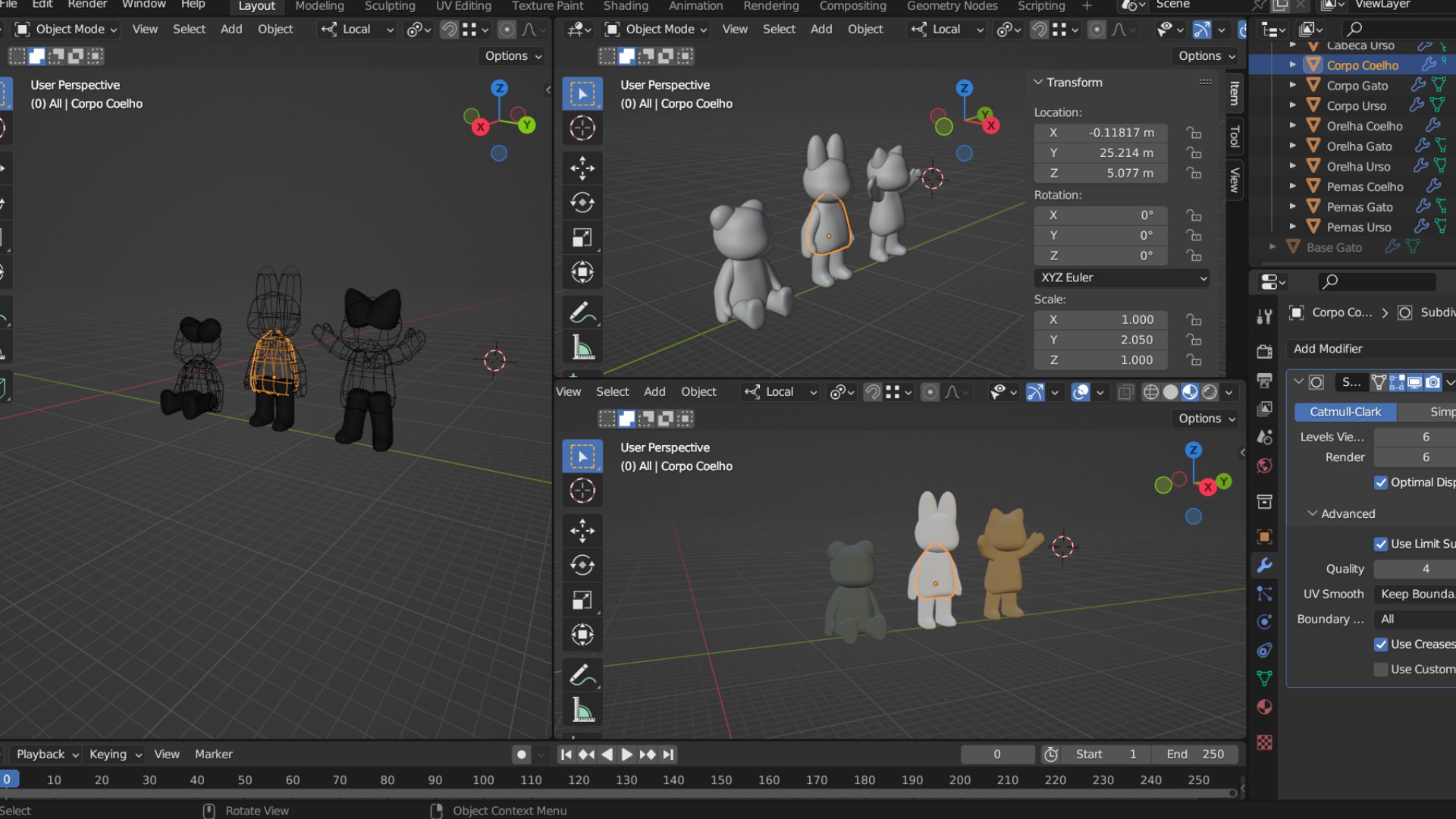 3D Cute Bear Cat Bunny Rigged Blender Raw vAlpha model - TurboSquid 2179813