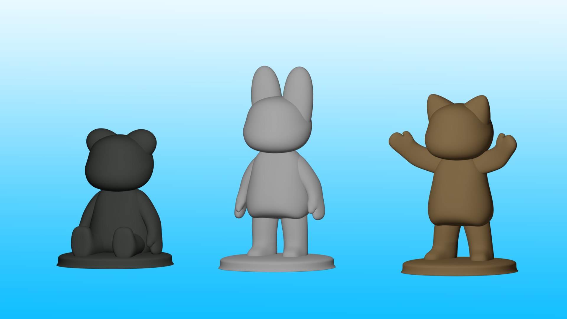 3D Cute Bear Cat Bunny Rigged Blender Raw vAlpha model - TurboSquid 2179813