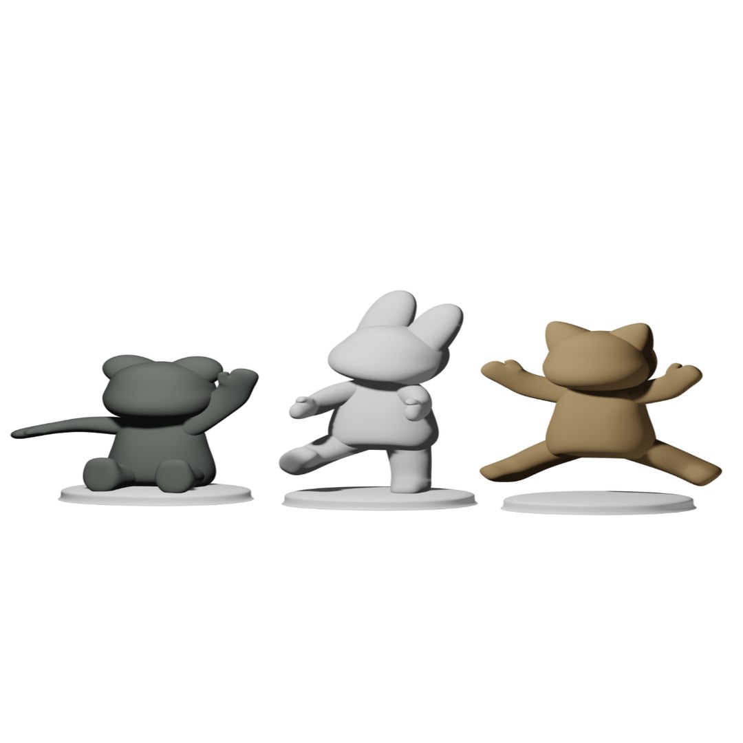 3D Cute Bear Cat Bunny Rigged Blender Raw vAlpha model - TurboSquid 2179813