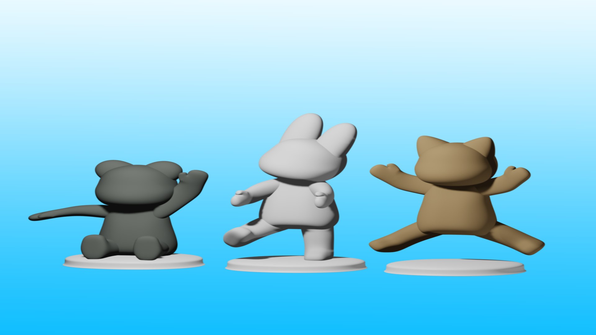 3D Cute Bear Cat Bunny Rigged Blender Raw vAlpha model - TurboSquid 2179813