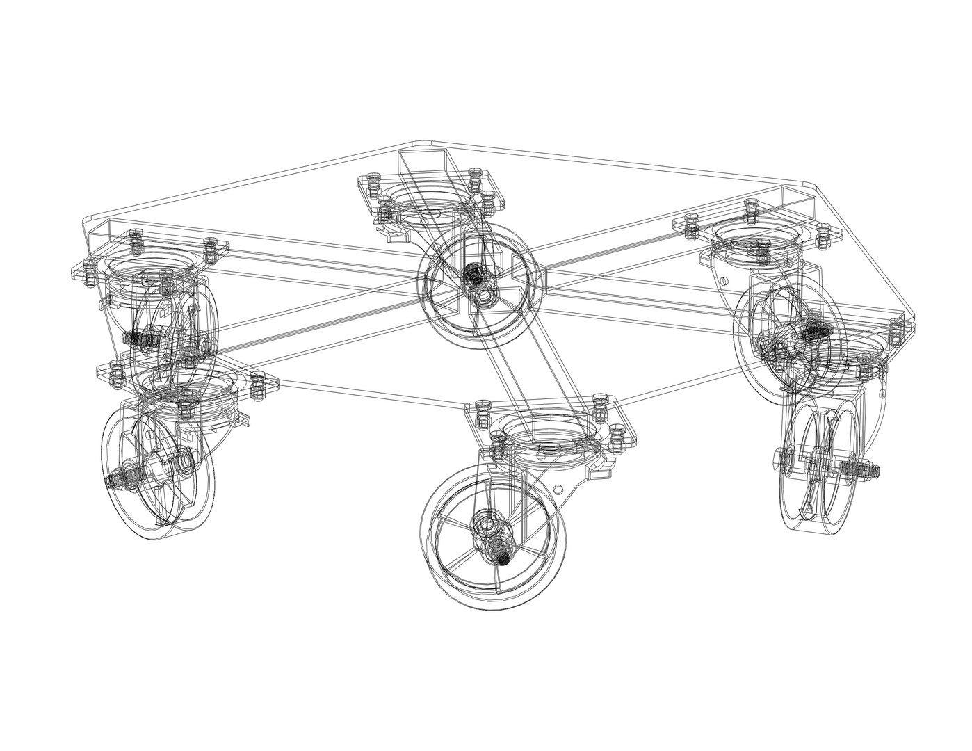 3D Model Hex Platform Trolley Base Only - TurboSquid 2167022