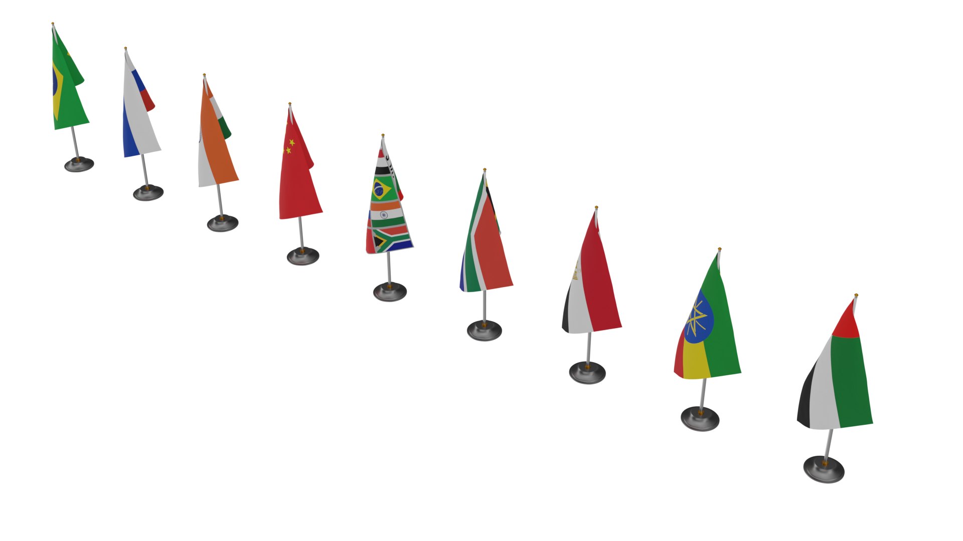 BRICS Countries Table Flags 3D Model - TurboSquid 2299127