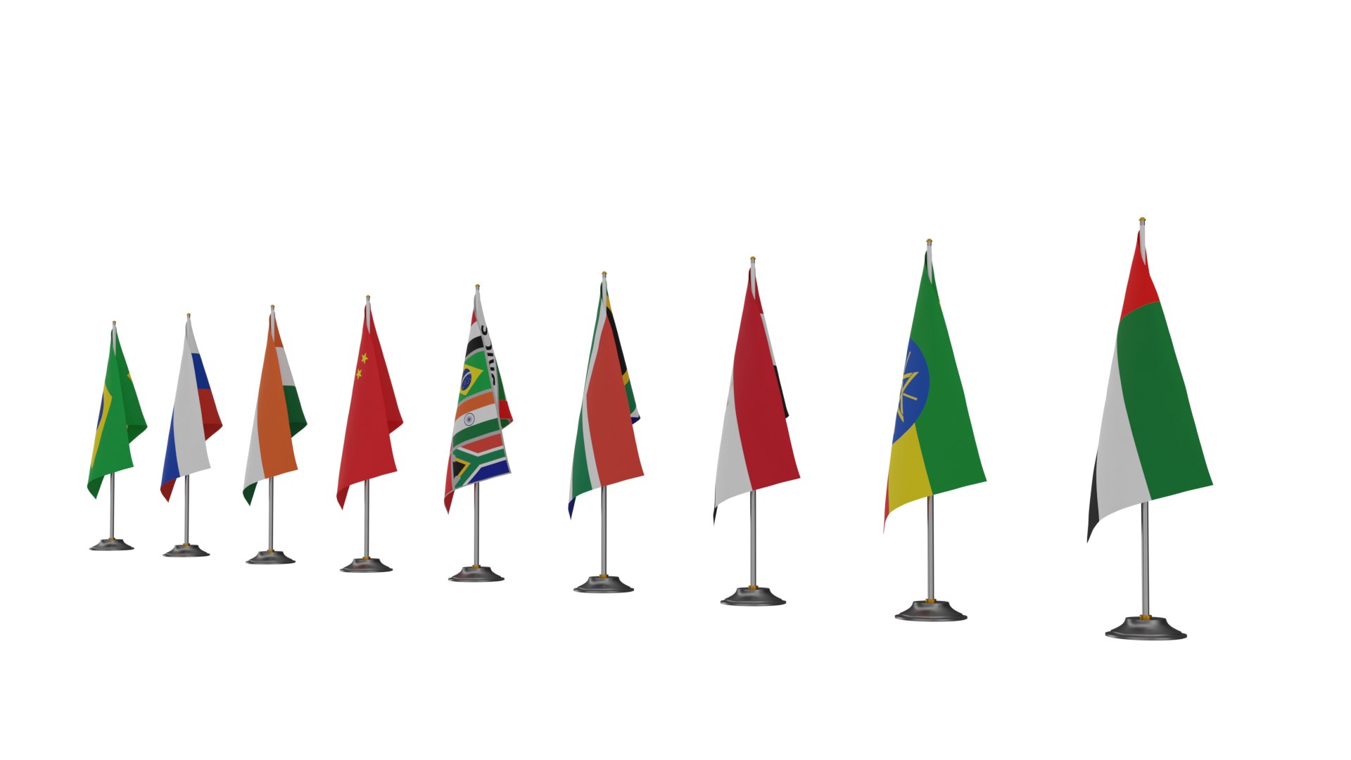 BRICS Countries Table Flags 3D Model - TurboSquid 2299130
